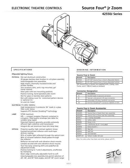 Source Four® jr Zoom 42550J Series