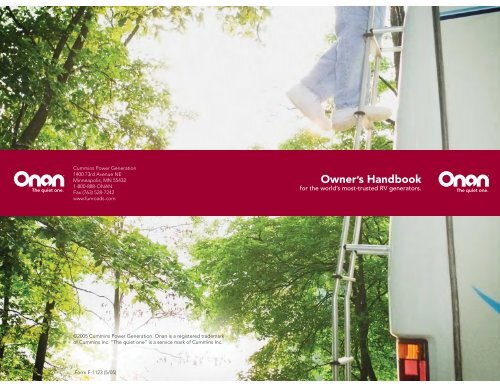 ONAN Owner's Handbook - Winnebago Rialta Motor Home