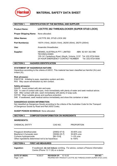 loctite 262 threadlocker (super stud lock) - All Fasteners