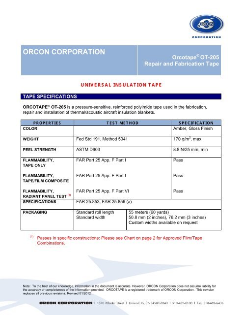 ORCON CORPORATION - orcon aerospace