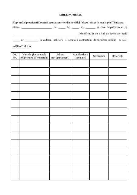 TABEL NOMINAL - Aquatim