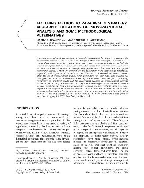 matching method to paradigm in strategy research - Wiggo.com