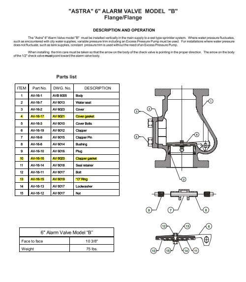 "ASTRA" 6" ALARM VALVE MO