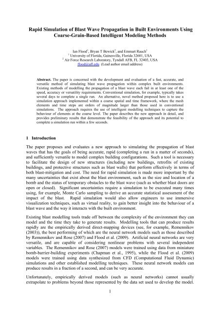Rapid Simulation of Blast Wave Propagation in Built Environments ...