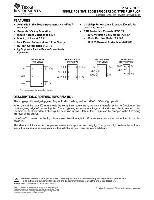 Single Positive-Edge-Triggered D-Type Flip-Flop (Rev. S - svn