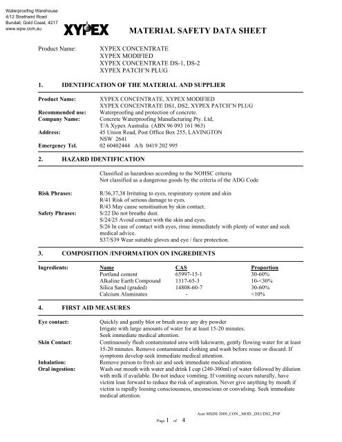 Patch n' Plug Waterstopping Mortar Xypex Concentrate