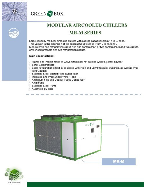 MR-M Aircooled Portable Chillers Specifications - Green Box ...