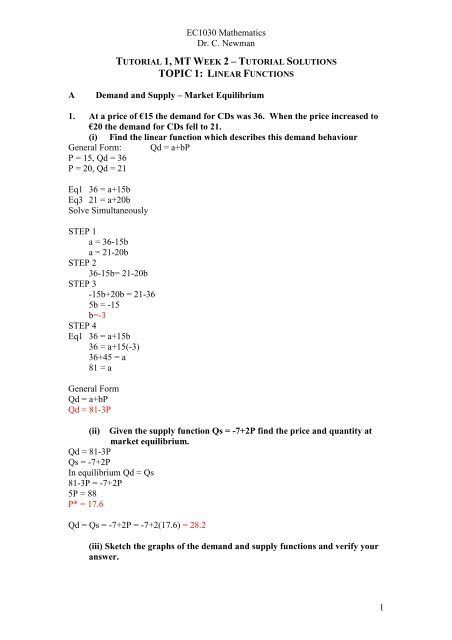 Topic 1 Tutorial Solutions - Carol Newman