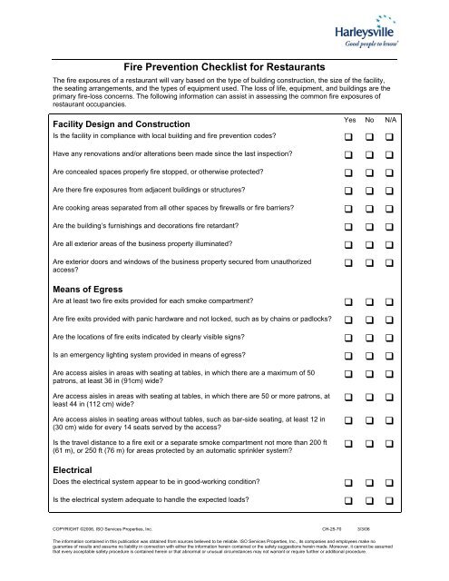 Fire Prevention Checklist for Restaurants