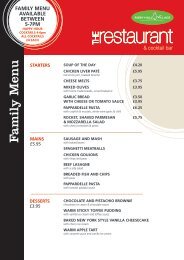 A la carte menu - Ribby Hall Village