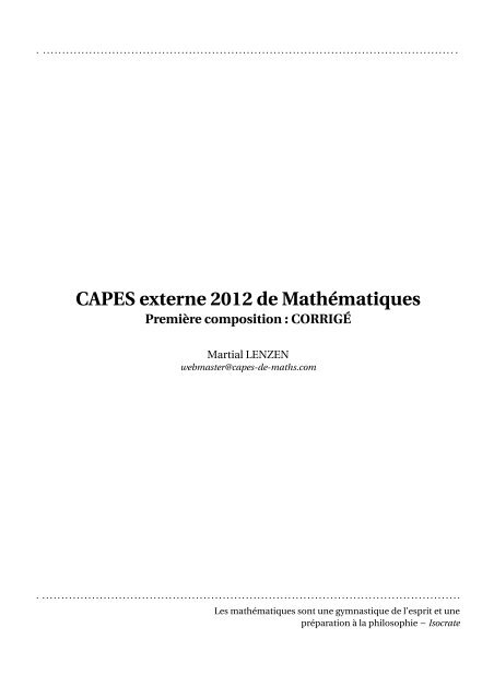 Ouvrir le corrigÃ© - CAPES de Maths