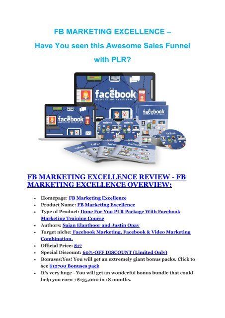 FB Marketing Excellence Review & GIANT bonus packs