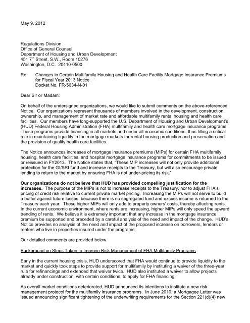 Letter - National Multi Housing Council