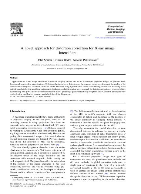 A Novel Approach For Distortion Correction For X Ray Image Intensifiers 0576