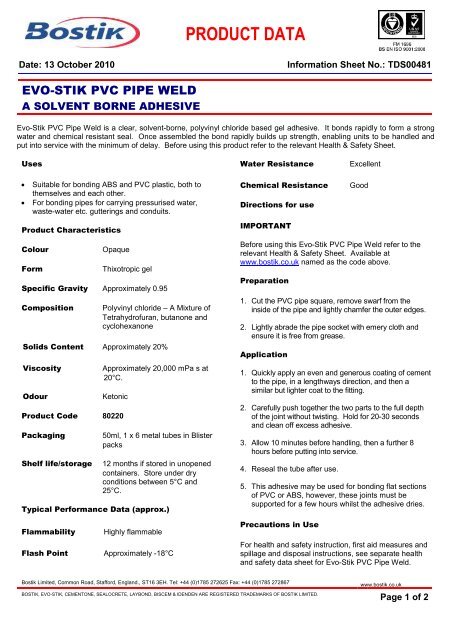 PRODUCT DATA - Bostik