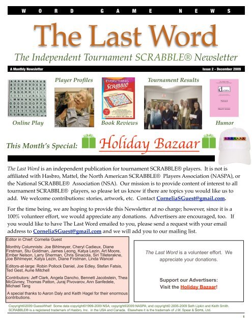 SCRABBLE - The Last Word Newsletter