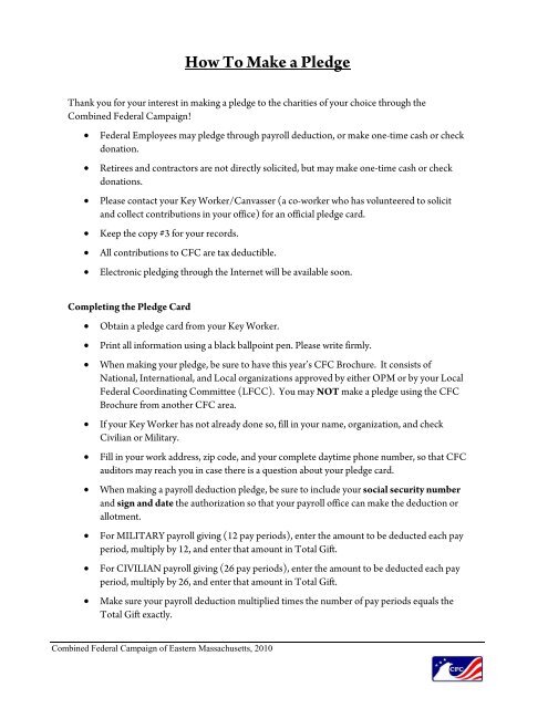 How To Make a Pledge - Combined Federal Campaign of Eastern ...