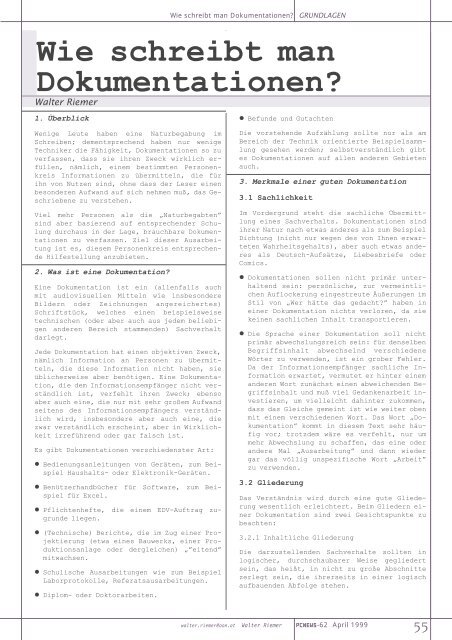 Wie schreibt man Dokumentationen? - PCNews