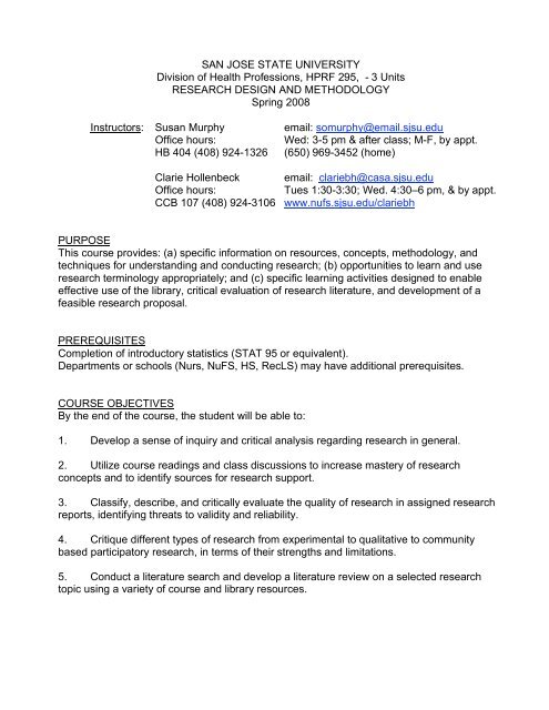 Course Syllabus - San Jose State University