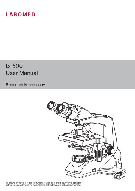 LABOMED Lx 500 Compound Microscope Manual - Meyer ...
