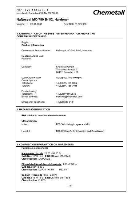 Naftoseal MC-780 B-1/2, Hardener - ChemCenters