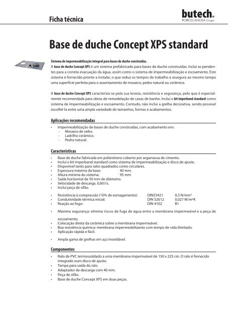 Base de duche Concept XPS standard - Butech