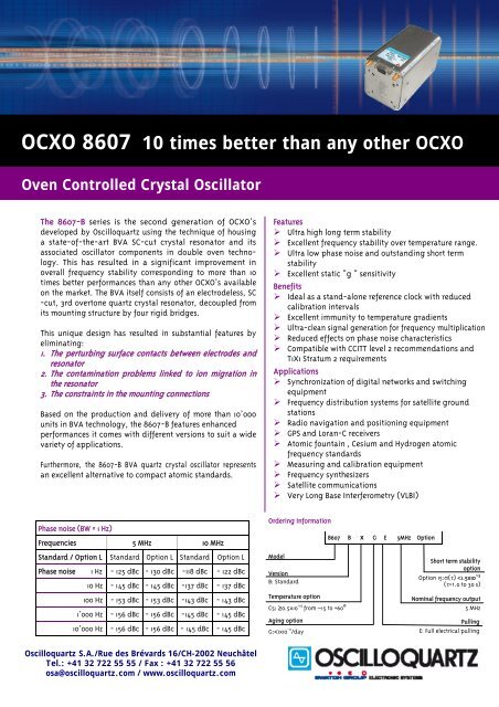 OCXO 8607 - Oscilloquartz SA