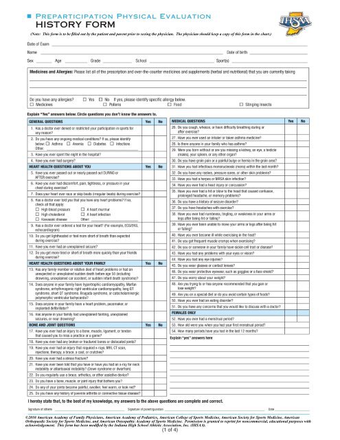 NEW IHSAA Physical Complete Form