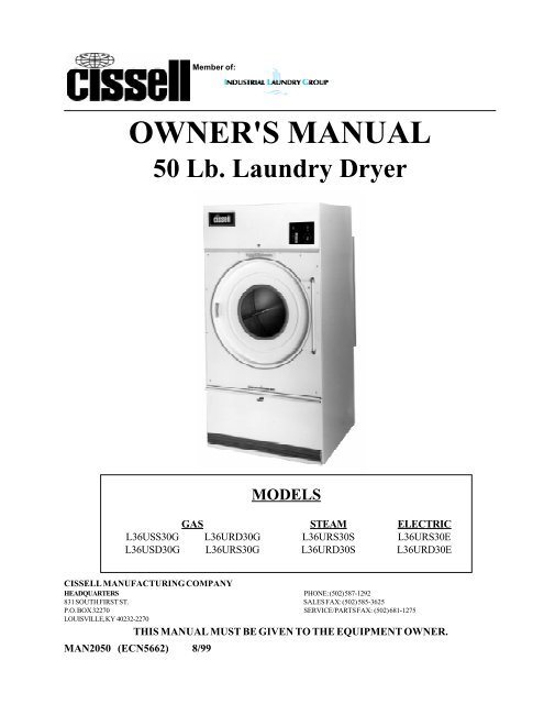 OWNER'S MANUAL - Laundry Nation