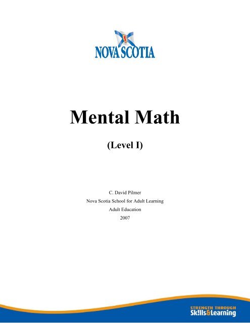 Mental Math - Nova Scotia School for Adult Learning