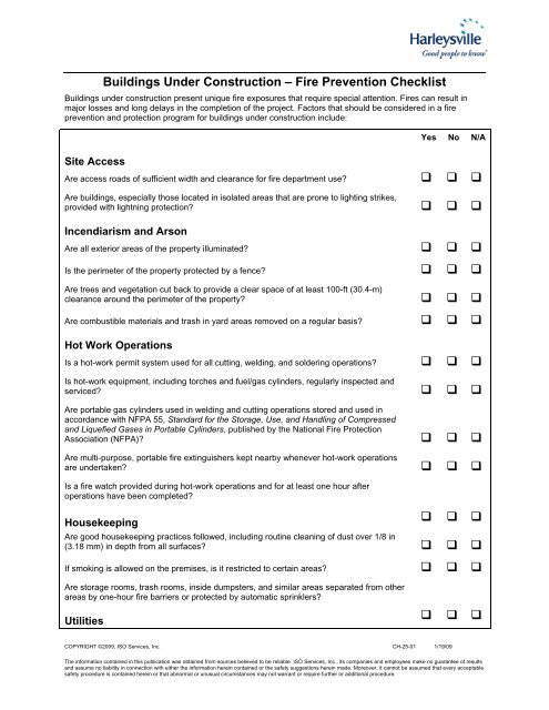 Buildings Under Construction â Fire Prevention Checklist
