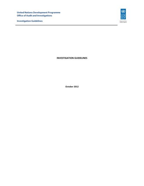 INVESTIGATION GUIDELINES - UNDP