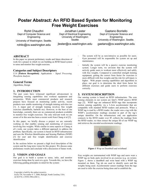 An RFID based system for monitoring free weight exercises