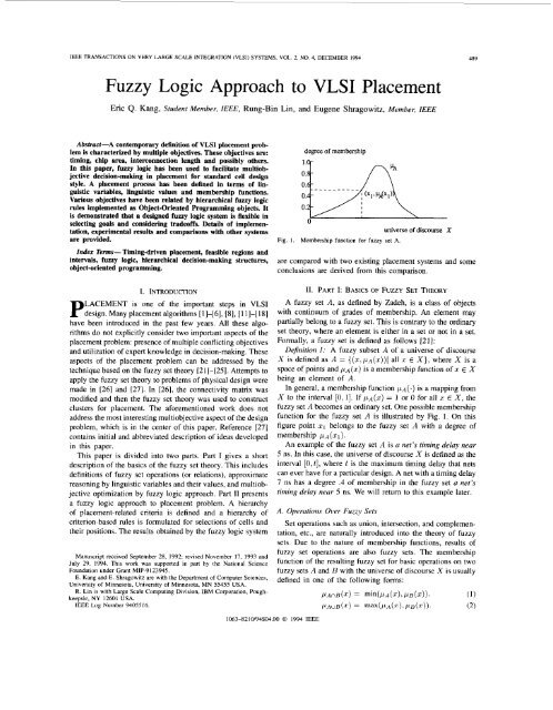 Fuzzy Logic Approach To Vlsi Placement Vlsicad Laboratory