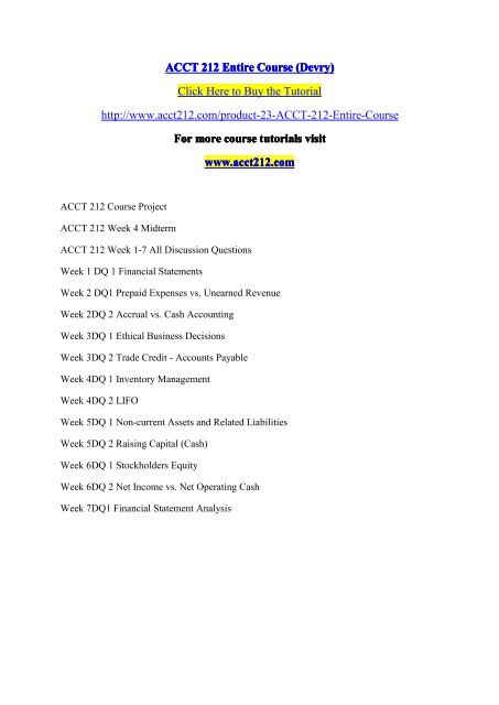 ACCT 212 Entire Course / acct212dotcom ACCT 212 Entire Course / acct212dotcom