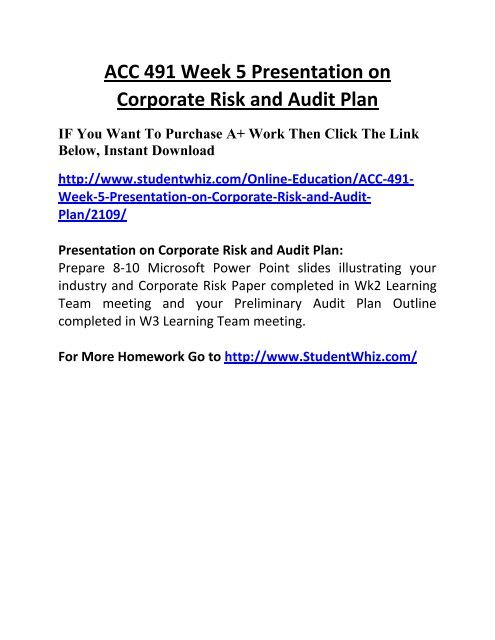 ACC 491 Week 5 Presentation on Corporate Risk and Audit Plan.pdf