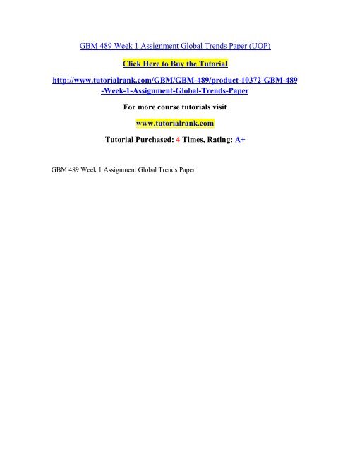GBM 489 Week 1 Assignment Global Trends Paper/Tutorialrank
