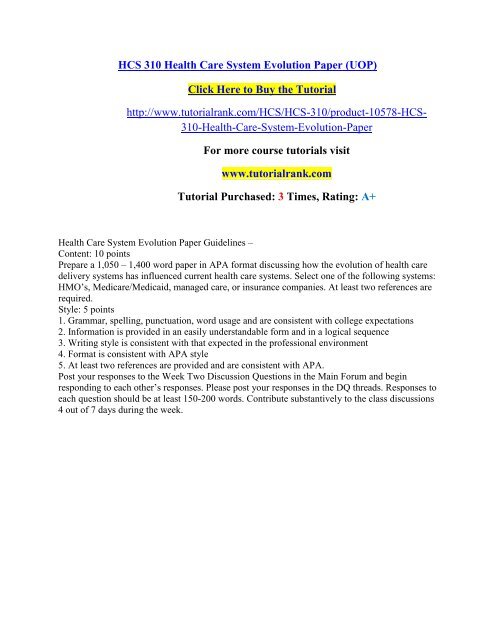 HCS 310 Health Care System Evolution Paper (UOP).pdf