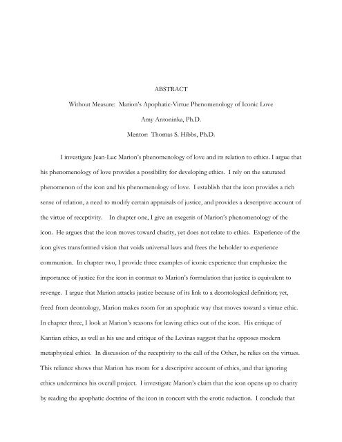 Marion's Apophatic-Virtue Phenomenology of Iconic