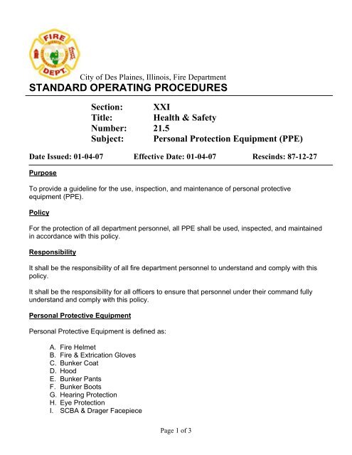 STANDARD OPERATING PROCEDURES