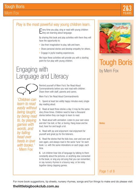 Tough Boris Learning Time - The Little Big Book Club