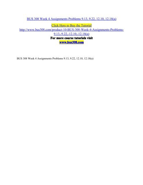 BUS 308 Week 4 Assignments - bus308dotcom