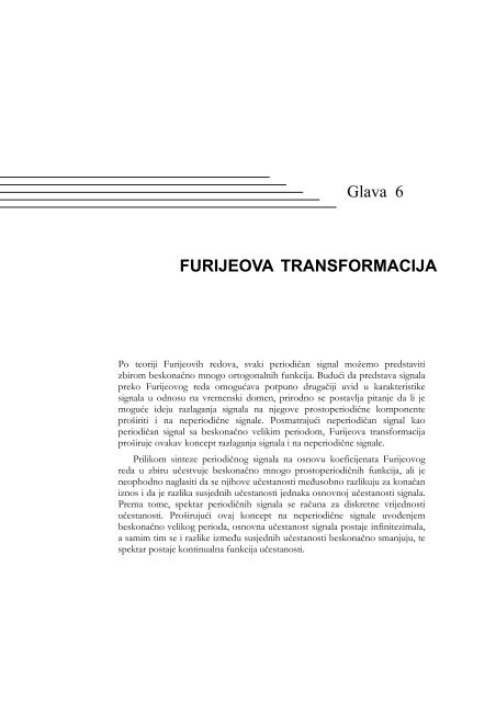 Glava 6 FURIJEOVA TRANSFORMACIJA