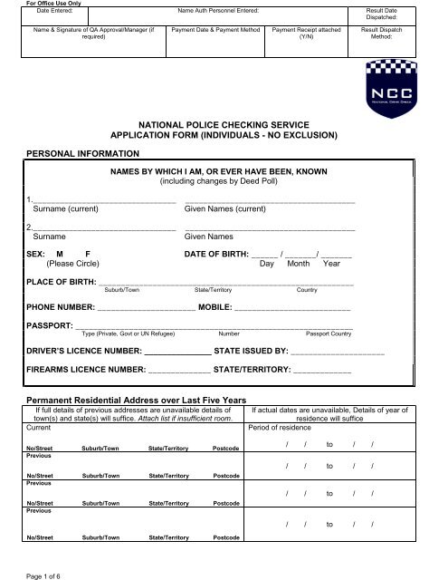 STAFF-IN-CONFIDENCE (when completed) - National Crime Check