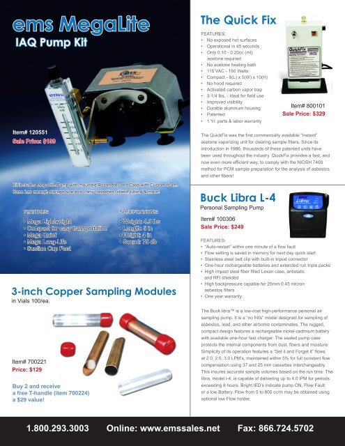 ems MegaLite IAQ Pump Kit - Environmental Monitoring Systems