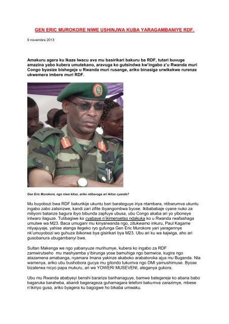 gen eric murokore niwe ushinjwa kuba yaragambaniye rdf.