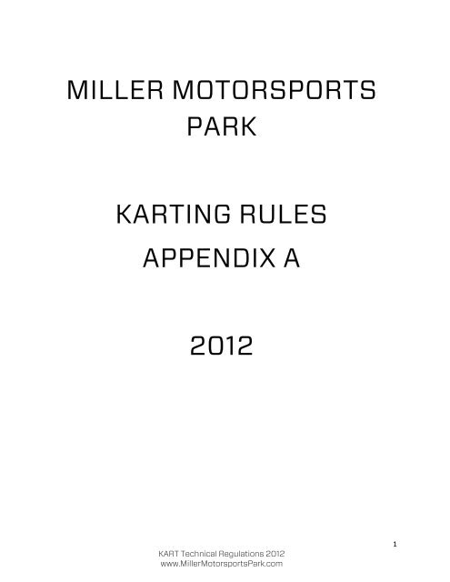 MILLER MOTORSPORTS PARK KARTING RULES APPENDIX A 2012