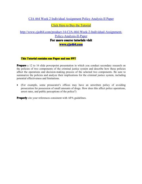 CJA 464 Week 2 Individual Assignment - cja464dotcom