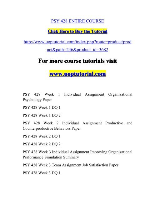 PSY 428 ENTIRE COURSE