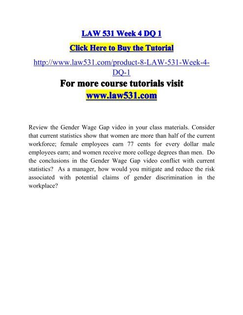 LAW 531 Week 4 DQ 1
